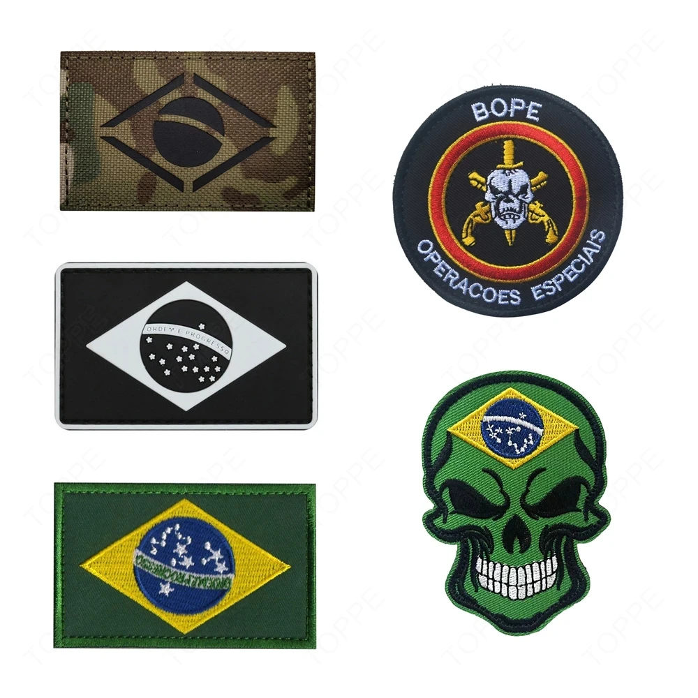 Pvc Brazil Country Flag Patch Bope Tactical Military Decorative Embroidered Brazilian Multicam ...