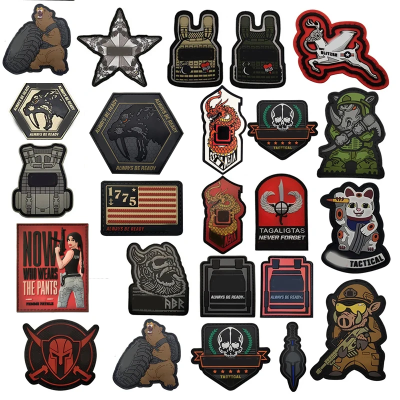 3D-Tactical-Military-Patches-PVC-Fitness-Armband-Vests-Hats-Badges-Soft ...