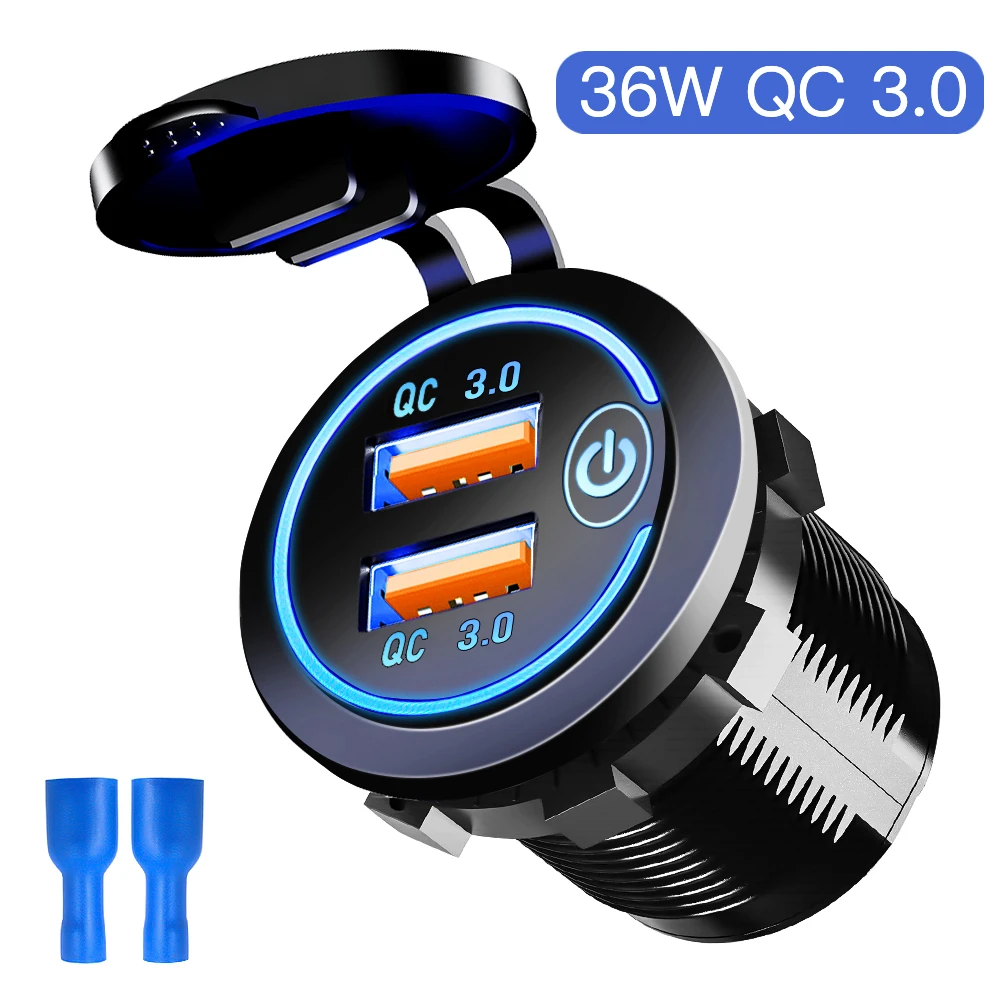 Quick Charge 3.0 Dual Usb Socket 12v/24v Car Charger Touch Switch ...