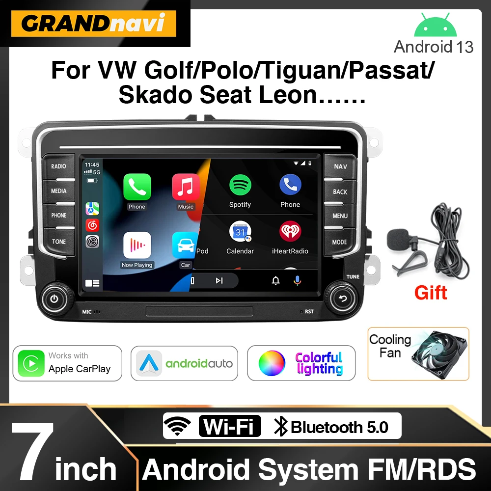 GRANDnavi 2Din Android 13 Car Radio GPS For VW / Volkswagen Skoda ...