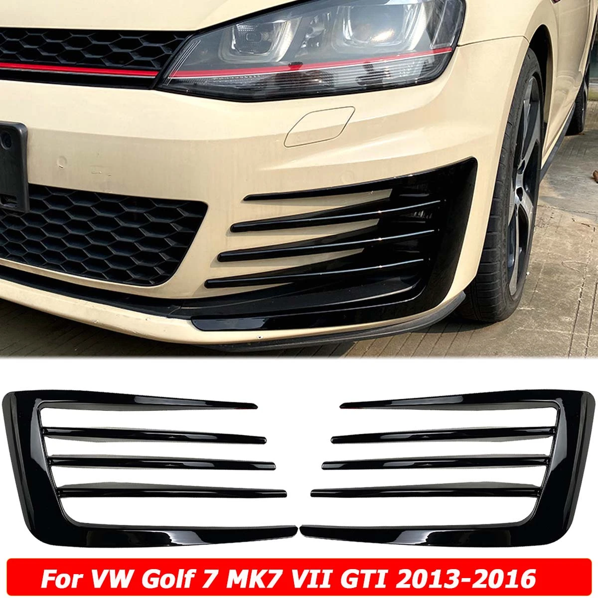 Front Bumper Splitter Canard For VW Golf 7 MK7 VII GTI 2013 2016 Fog ...