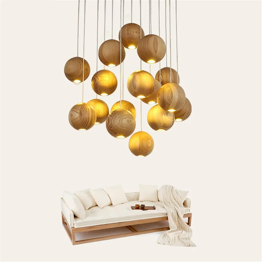 Wooden-Ball-Pendant-Lights-American-Vintage-LED-Nut-Lamps-Dining-Room ...