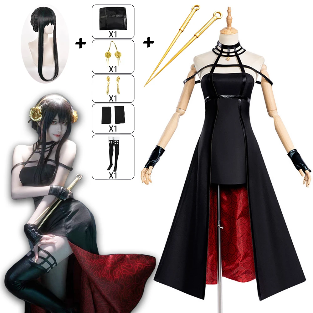 Anime Spy X Family Yor Forger Cosplay Wig Dress Suit Assassin Gothic ...