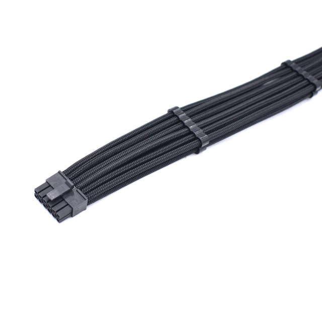 Dual PCIe 8pin to RTX 12Pin Flexible Silicone Wire Sleeved Extension ...