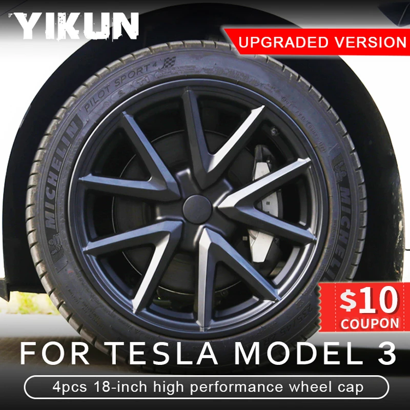 4pcs Model 3 Hub Cap 18 Inch Performance Replacement Wheel Cap ...