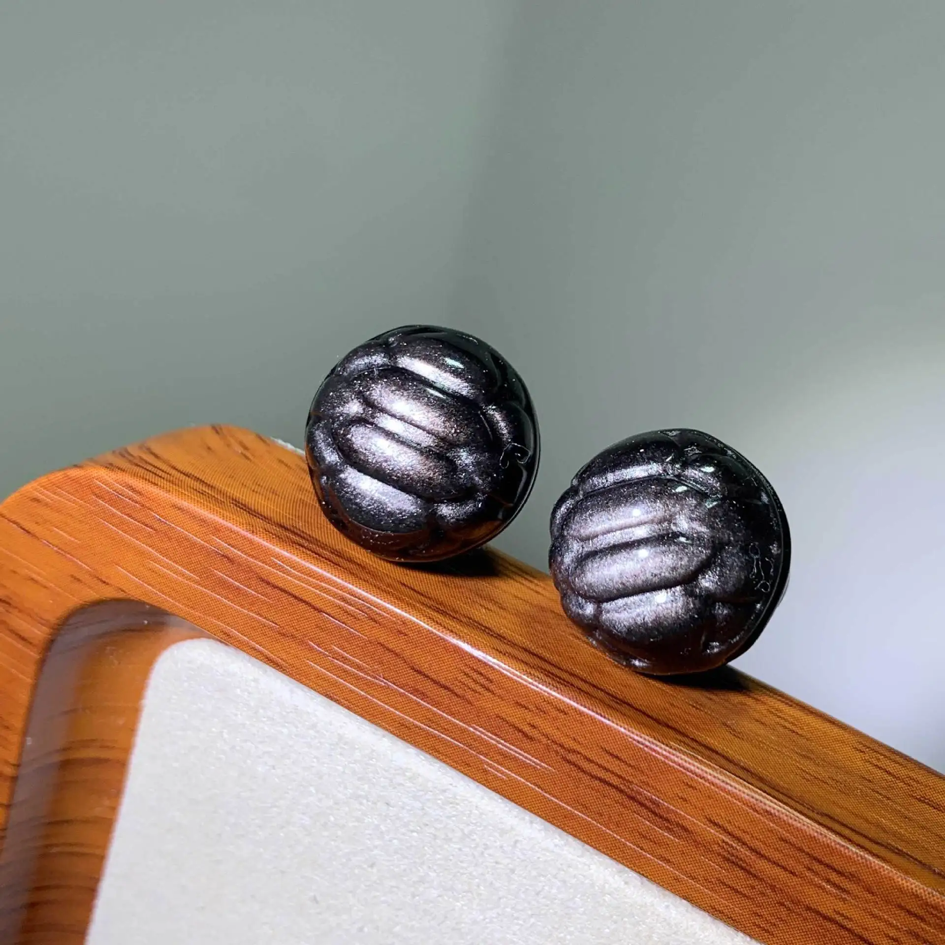 Natural-Silver-Obsidian-Carved-Double-sided-Turtle-Shell-Beads-Handmade ...