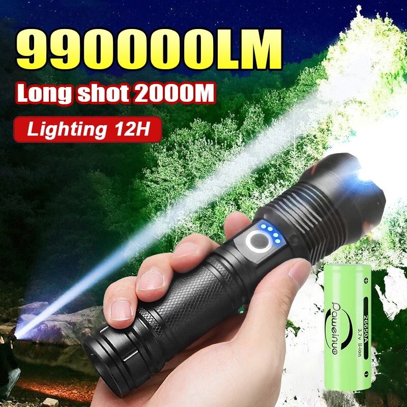 Super-Strong-Light-LED-Flashlight-High-Power-USB-Rechargeable-Torch ...