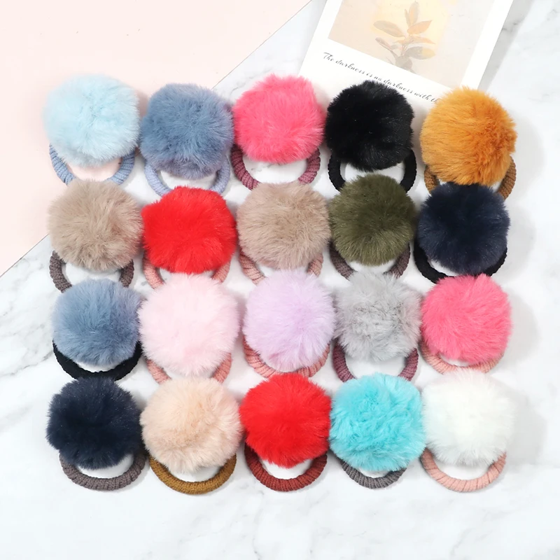 21-Colors-Cute-Soft-Hairballs-Hair-Ties-Hairy-Balls-Rubber-Bands ...