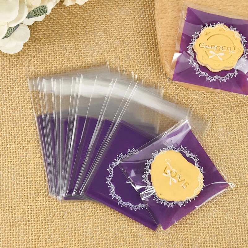 100pcs-Cookie-Self-Adhesive-Seal-Bags-Clear-Cellophane-Purple-Bottom ...