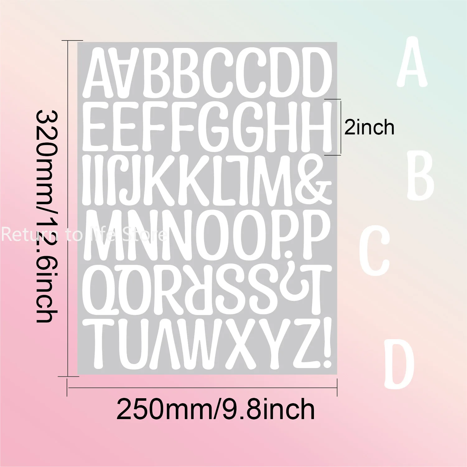 Large Letters Shiyou-12 Sheets Large Alphabet Stickers,4 Inch Vinyl ...