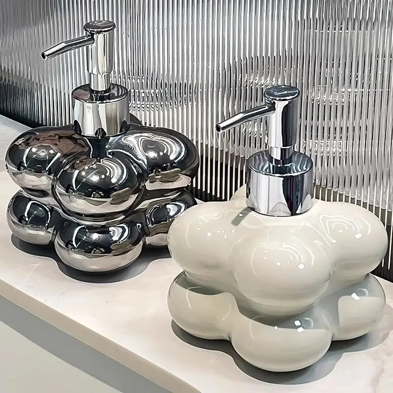 Creative-Ball-Ceramic-Shampoo-Potion-Bottle-Luxury-Plating-Silver-Press ...