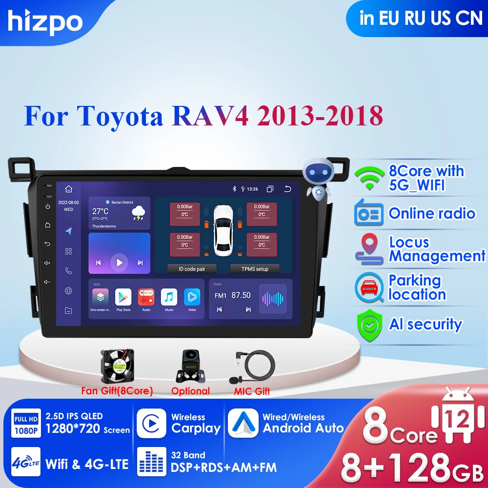 9" Android 12 Car Radio for Toyota RAV4 Rav 4 2013-2018 Multimedia ...