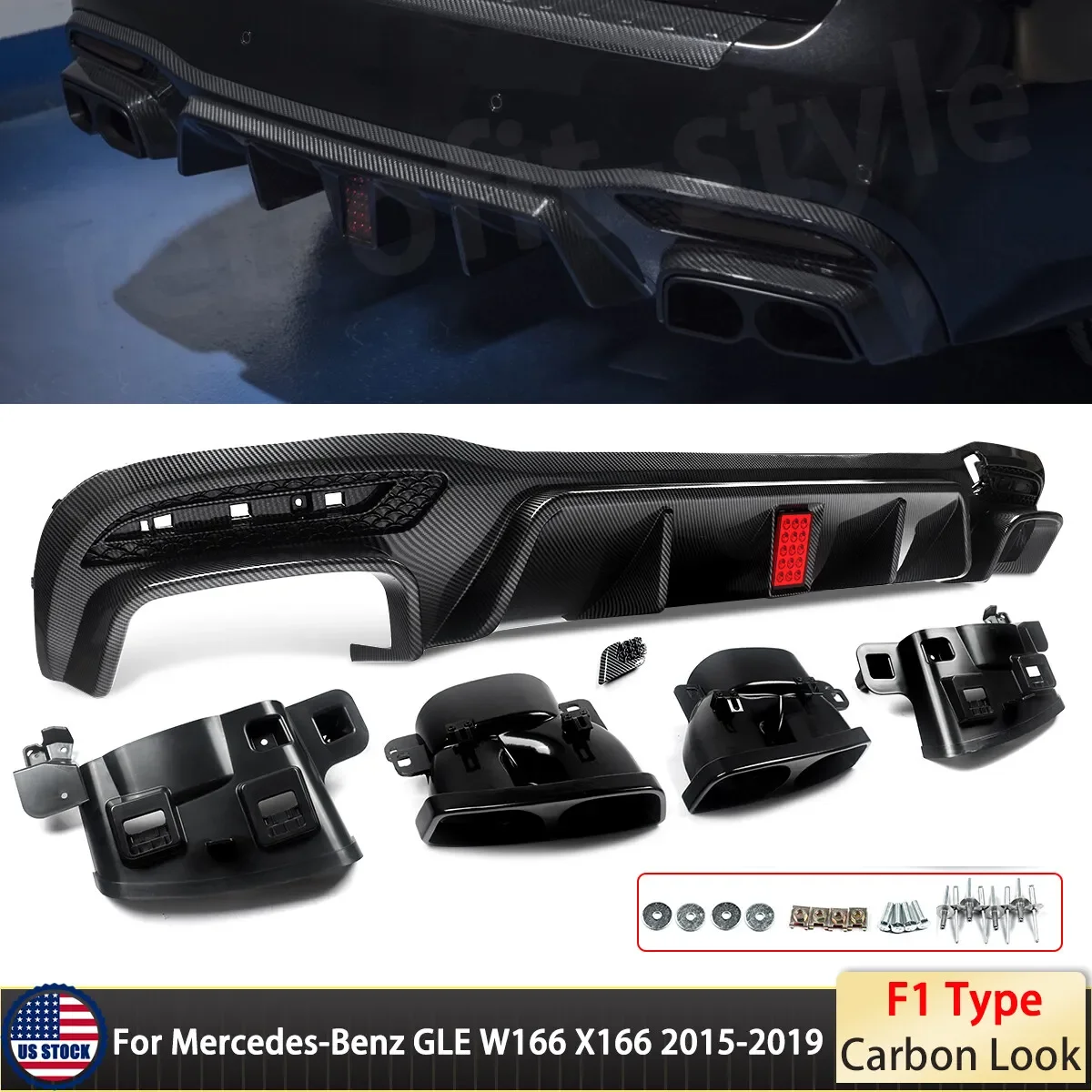 Rear Diffuser Bumper Kits for Mercedes Benz GLE Class W166 X166 GLE 43 ...
