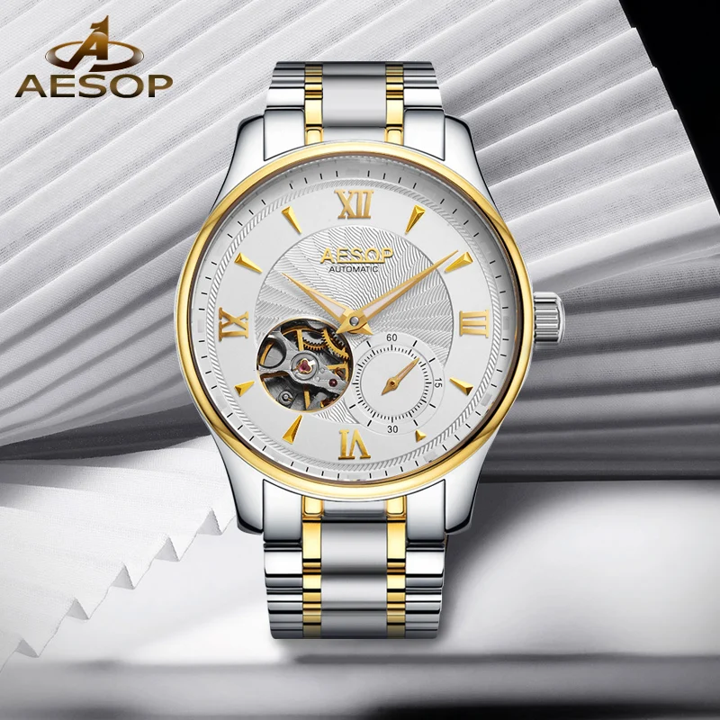 Relogio-Masculino-AESOP-Gold-Mechanical-Business-Watch-for-Men-Brand ...