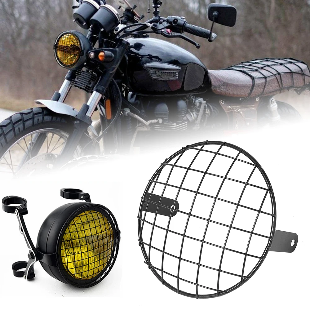 7-inch-Headlight-Protector-Cover-Metal-Retro-Motorcycle-HeadLamp-Mesh ...