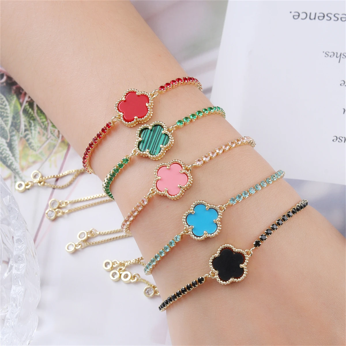 Classic-Bracelet-Four-Leaf-Clover-Infinite-Wrist-Lucky-Mean-Rainbow ...