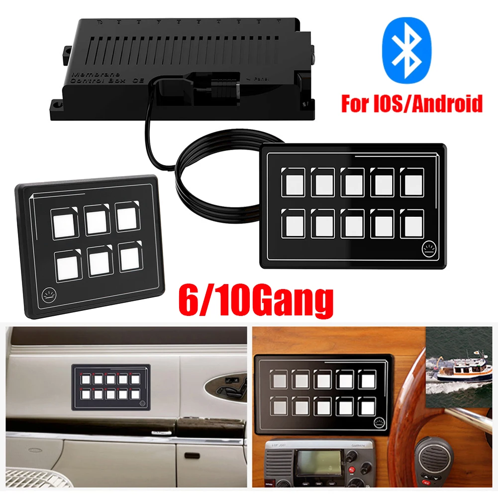 Bluetooth APP Control 6/10Gang LED Light Display Start Stop Switch ...