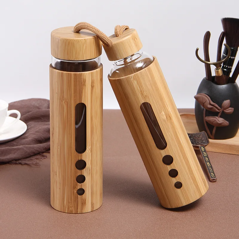 Glass-Water-Bottle-with-Bamboo-Sleeve-500ml-Borosilicate-Glass-Drinking ...