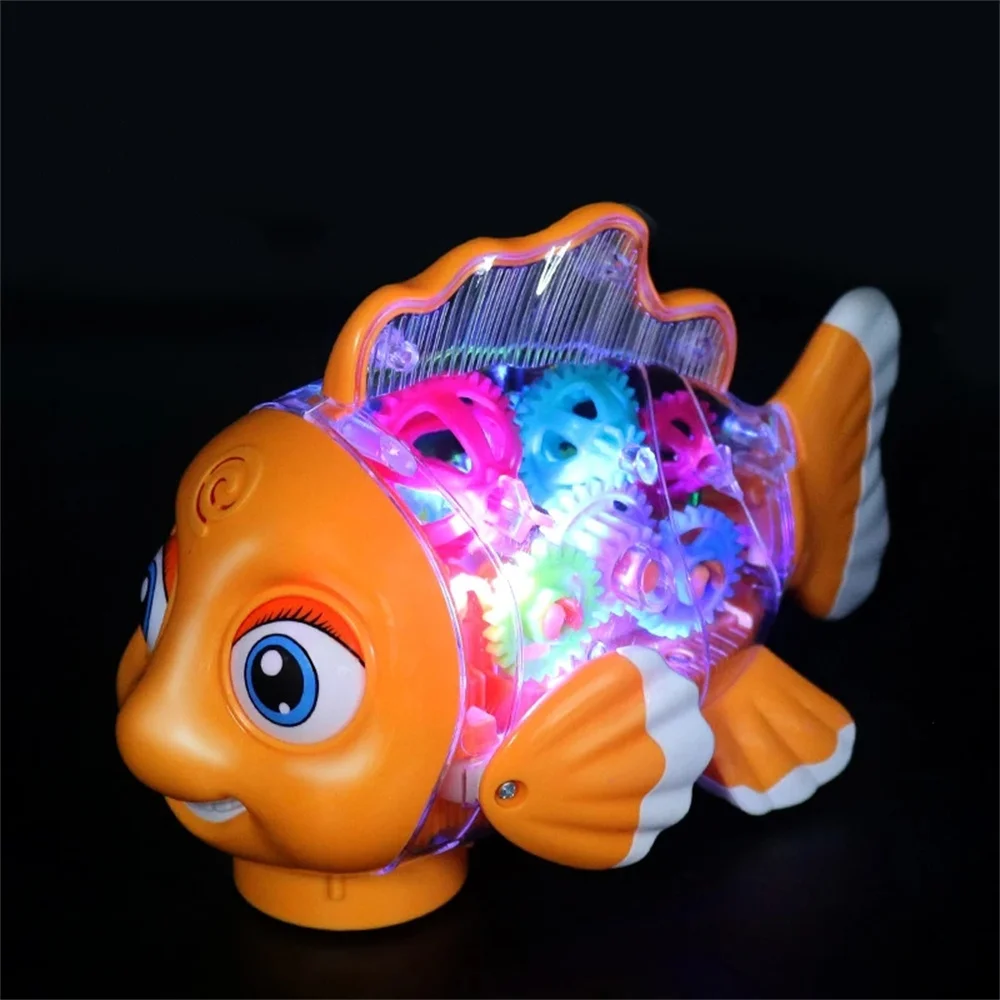 Cartoon-Electric-Transparent-Gear-Clownfish-Robot-LED-Music-Walking ...