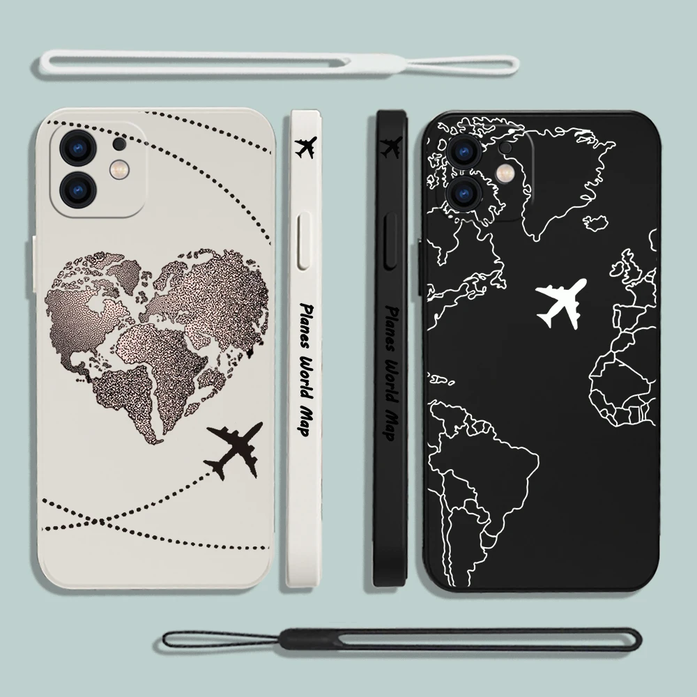 Planes-World-Map-Travel-Phone-Case-For-iPhone-15-14-13-12-11-Pro-Max ...