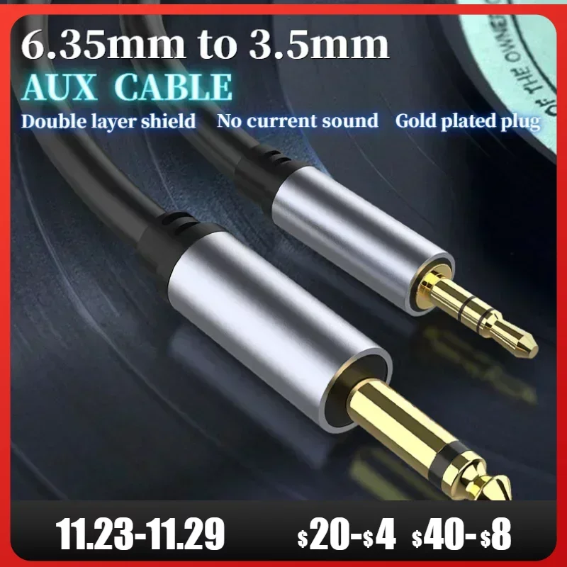 DREMAKE-Aux-Cables-3-5mm-To-6-5mm-Male-To-Male-Audio-Cable-Jack-for ...