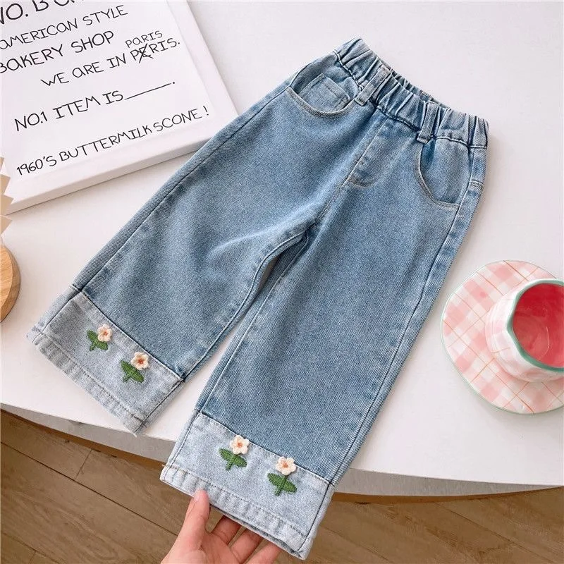 Newborn-Fashion-Baby-Girl-Cotton-Floral-Embroidery-Wide-Leg-Jean-Pant ...