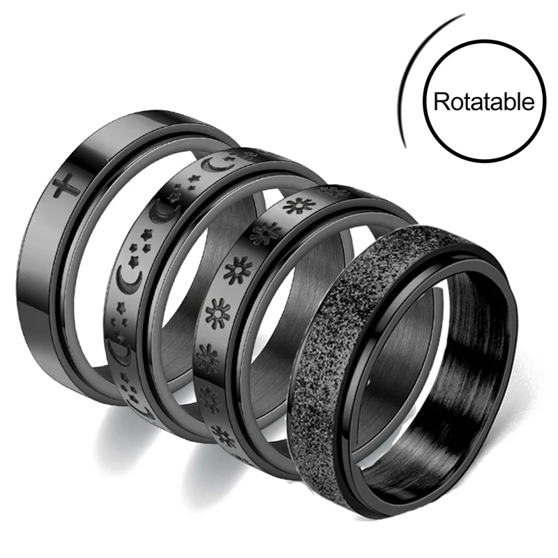 All-Black-Color-Rotateable-Titanium-Steel-Ring-for-Men-Cool-Anti-Stress ...