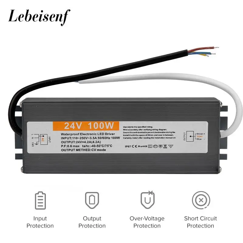 110-250v Ac To Dc 24v 100w 4.2a Lighting Transformer Led Drive Adapter ...
