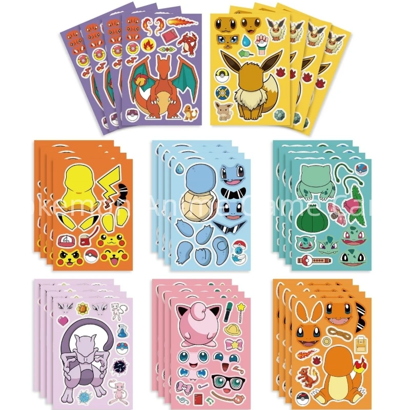 Pokemon-Face-Funny-Anime-Children-DIY-Puzzle-Sticker-Pikachu-Assemble ...