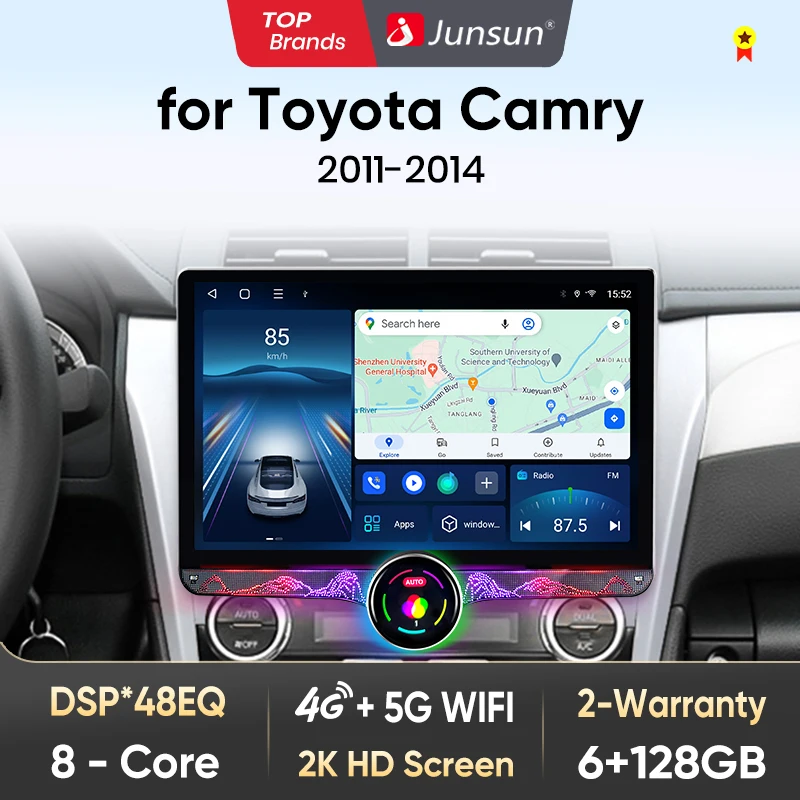 Junsun AI Wireless CarPlay Android Auto Car Radio For Toyota Camry 8 50 ...
