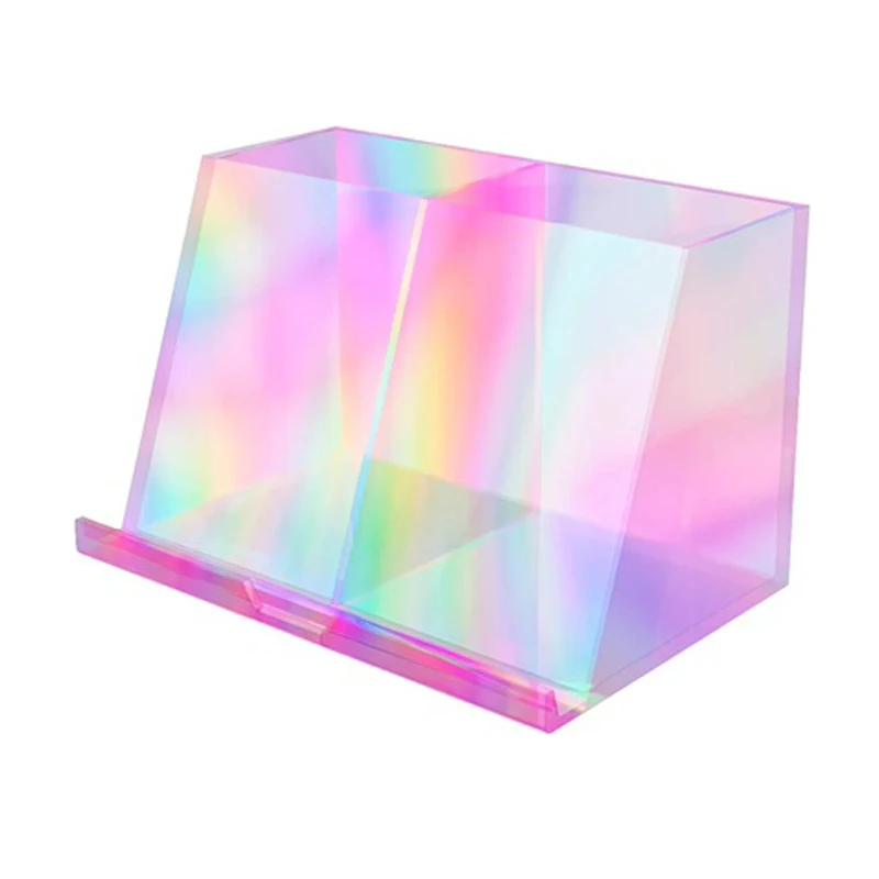 Iridescent-Acrylic-storage-pen-case-makeup-brush-colorful-rainbow ...
