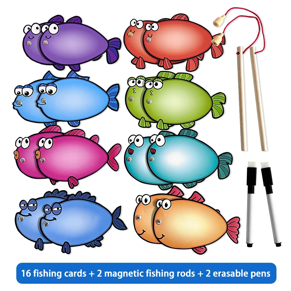 DIY-Double-Sides-Erasable-Fish-Cards-Magnetic-Fishing-Toys-Montessori ...