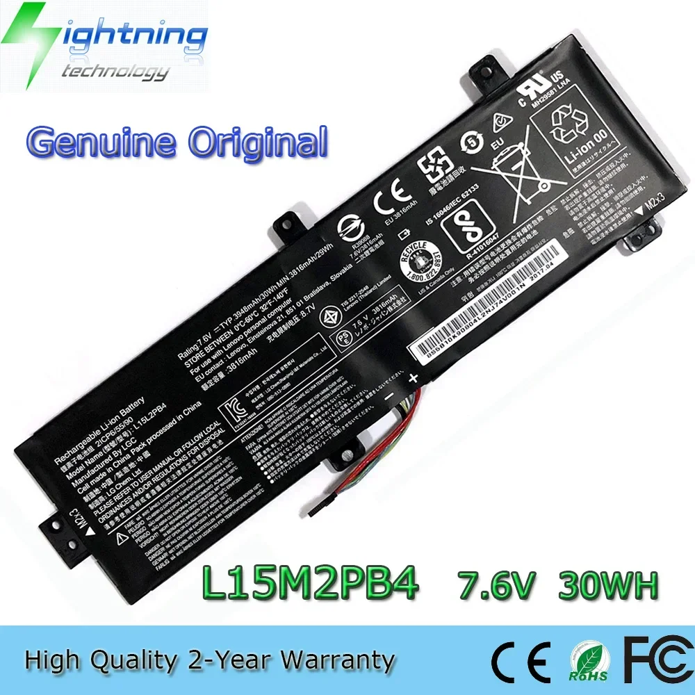 Brand New Genuine Original L15M2PB4 7.6V 30Wh Laptop Battery for Lenovo ...