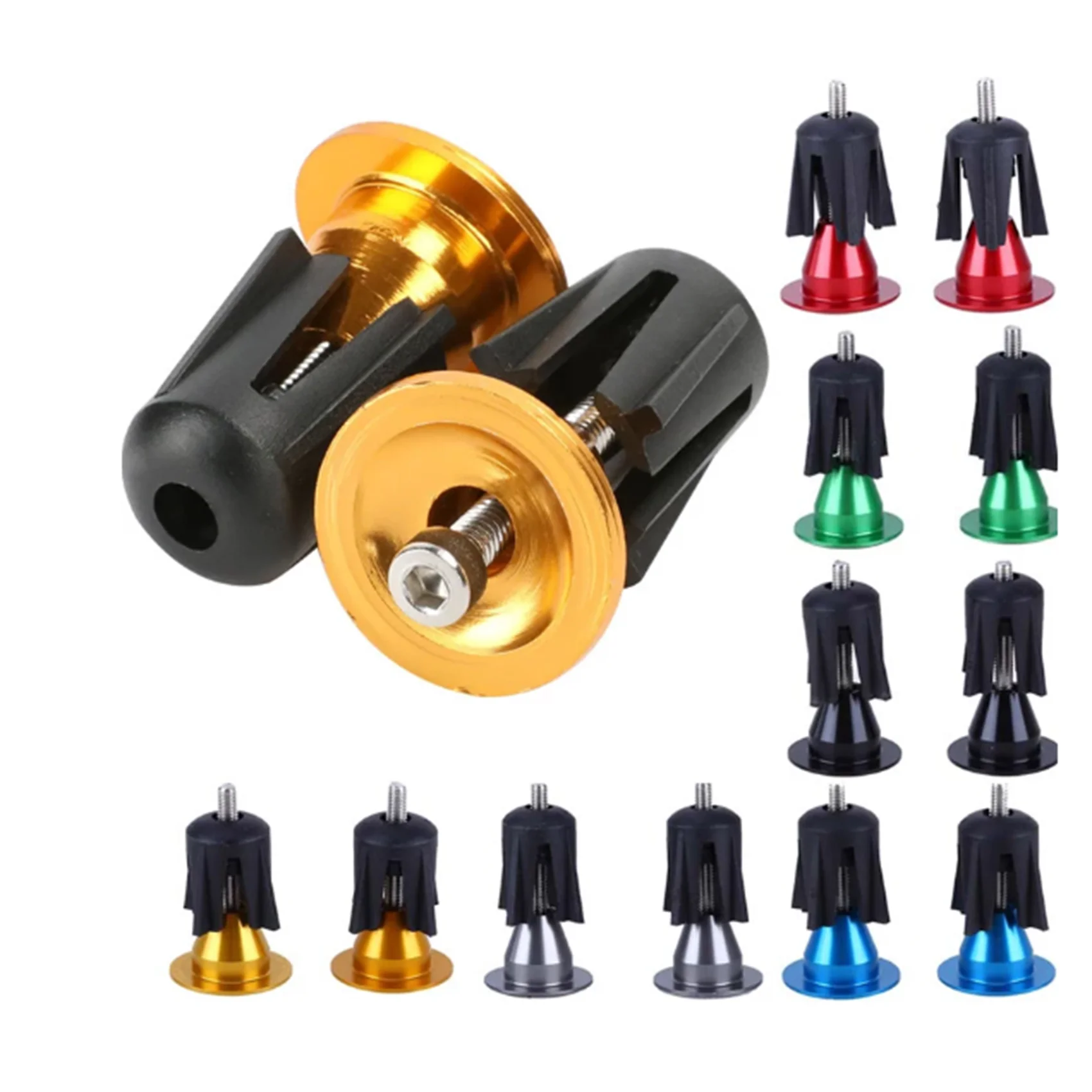 6-Colors-1-Pair-Bicycle-Handle-Bar-Cap-End-Plugs-Bike-Bicycle-Aluminum ...