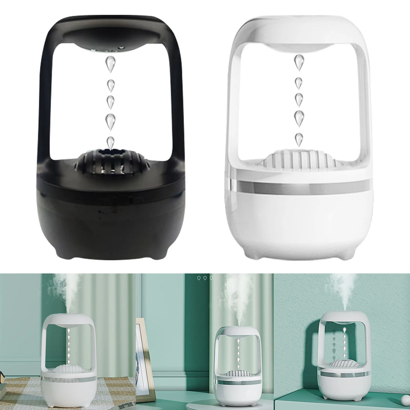 800ML Anti-Gravity Water Droplets Diffuser Air Humidifier Cool Mist ...