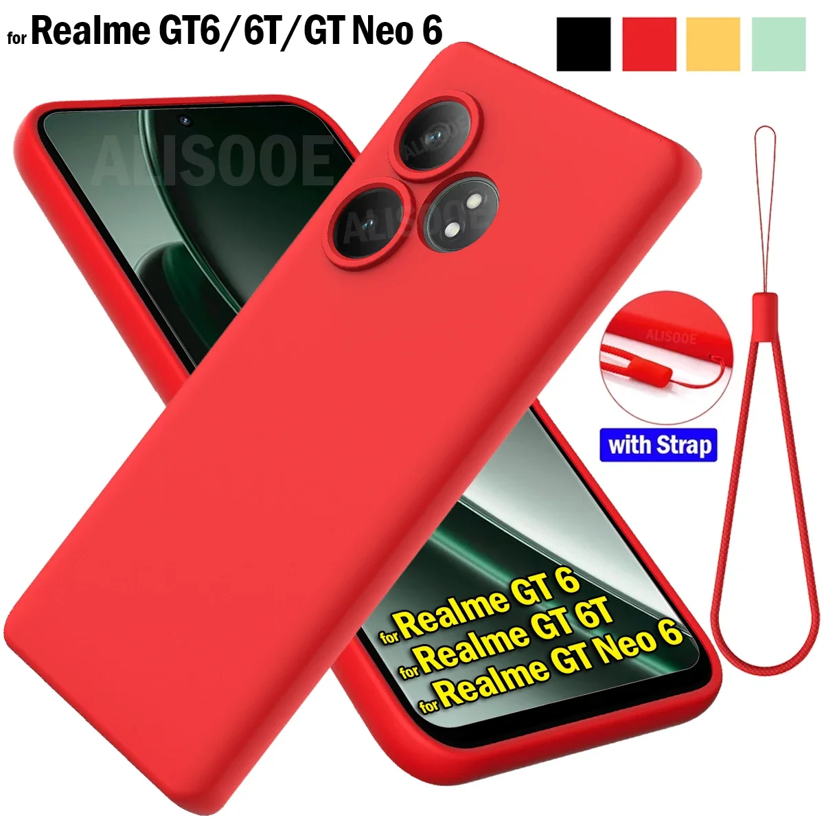 Silicone Funda for Realme GT 6 GT6 Global Vesion Case Liquid Silicone ...