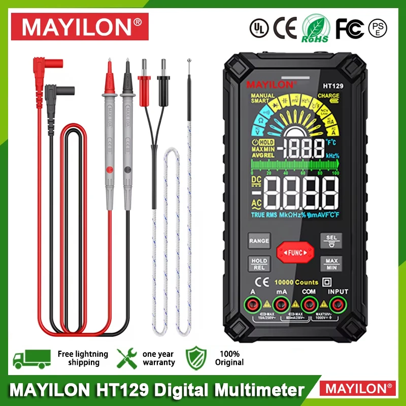 MAYILON-Mult-metro-Digital-Inteligente-HT129-10000-Contagens-Anti-burn ...