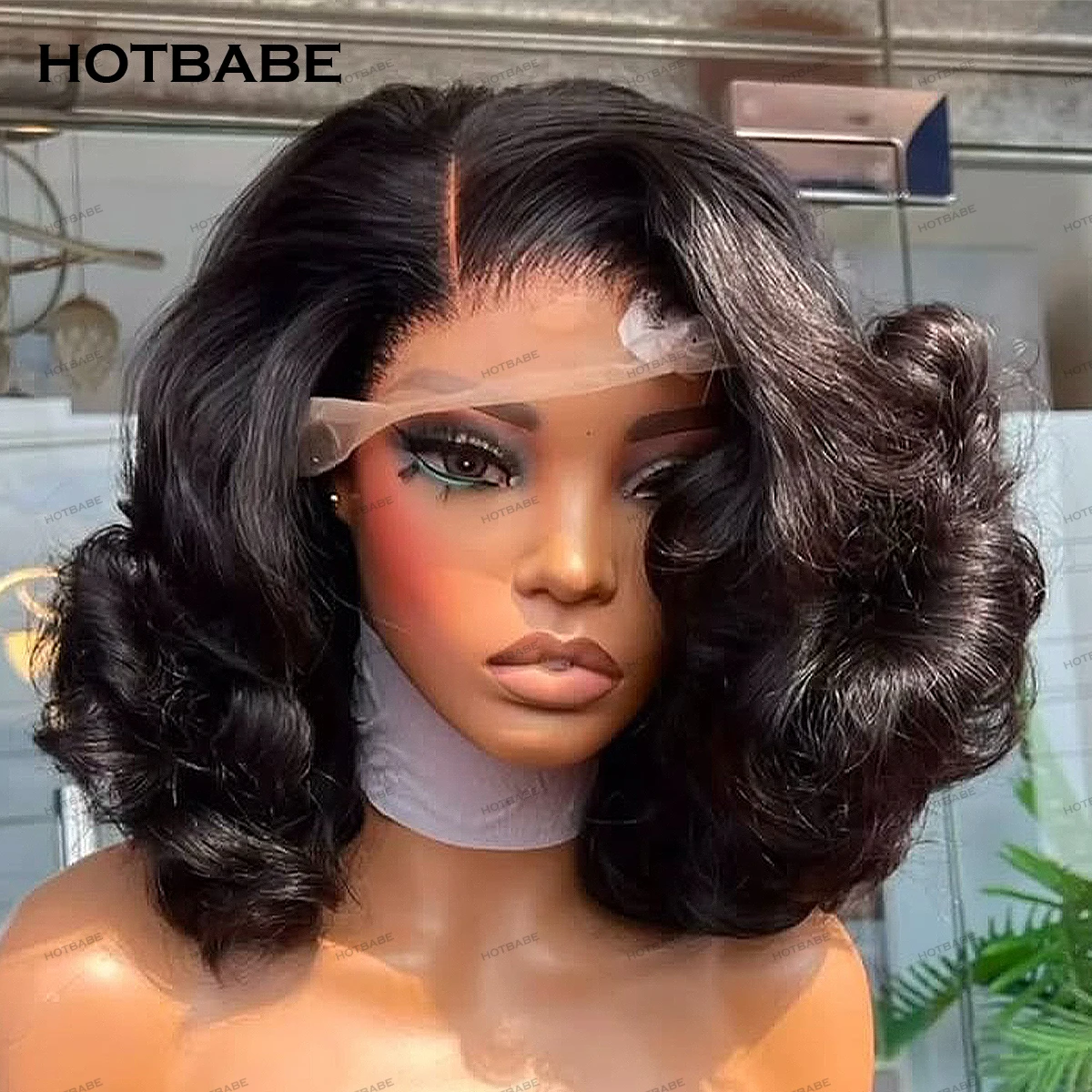 400 Density Bouncy Curly Glueless 13x6 HD Lace Frontal Wigs Wear And Go ...