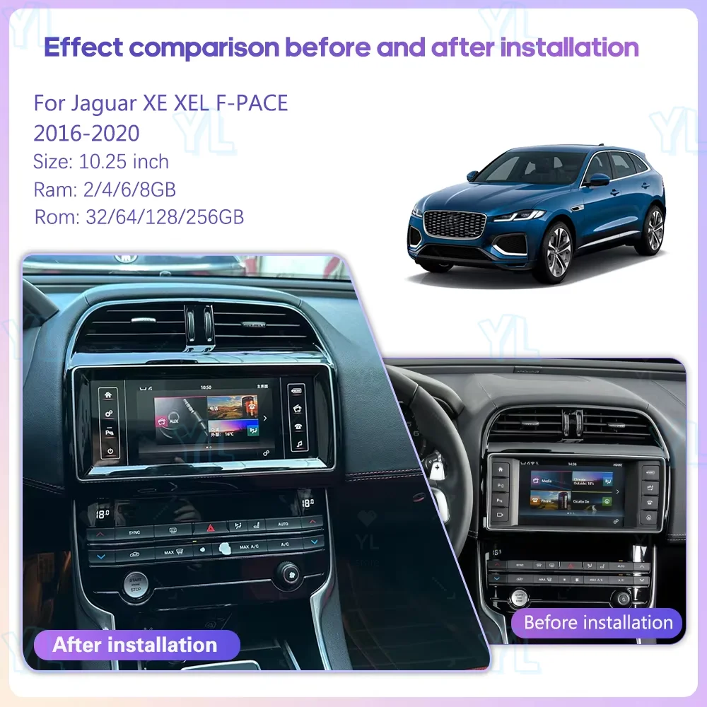 10.25 inch Car Multimedia Video Player For Jaguar XE XEL F-PACE 2016 ...