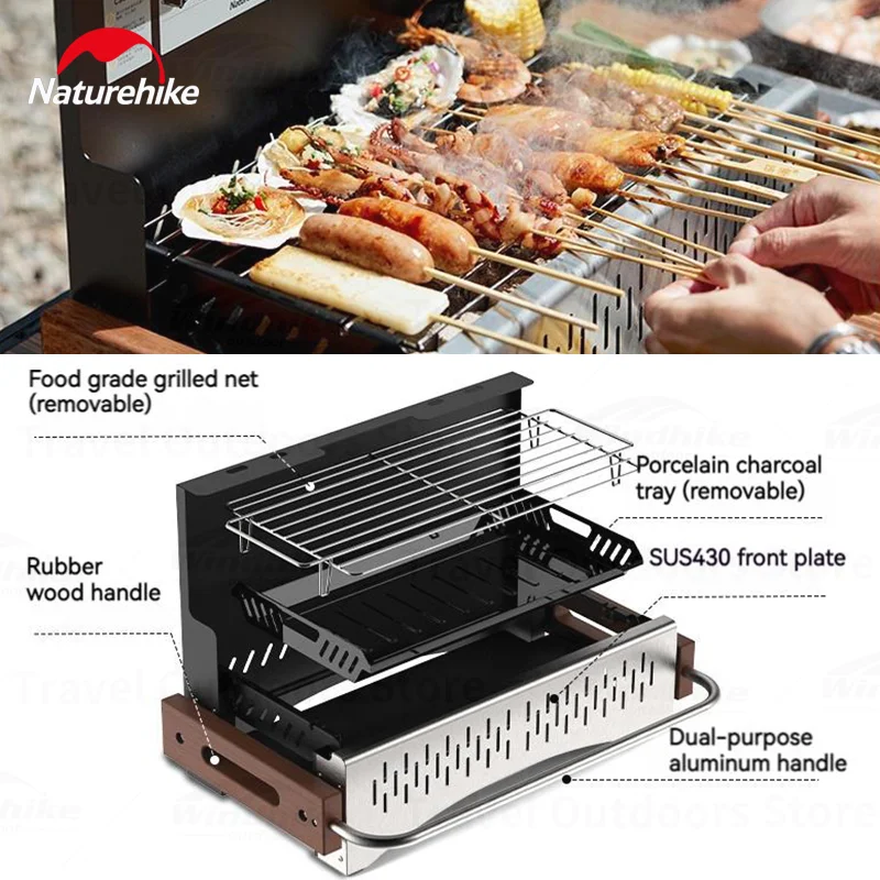 Naturehike Upgrade Barbecue Grill Lightweight Folding Portable Charcoal ...
