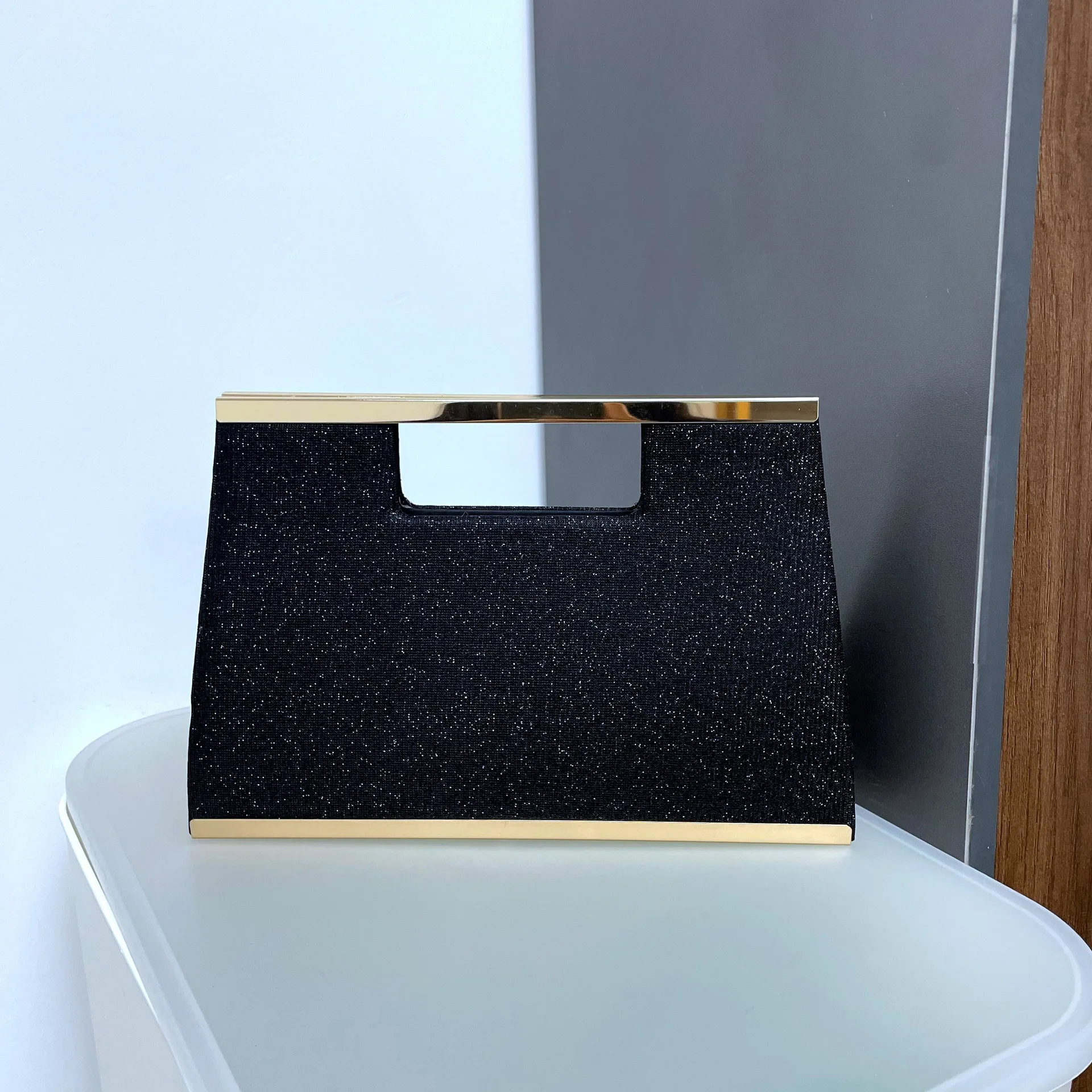 Luxury Designer Black Sparkle Handbag Elegant Women Crystal Shiny ...