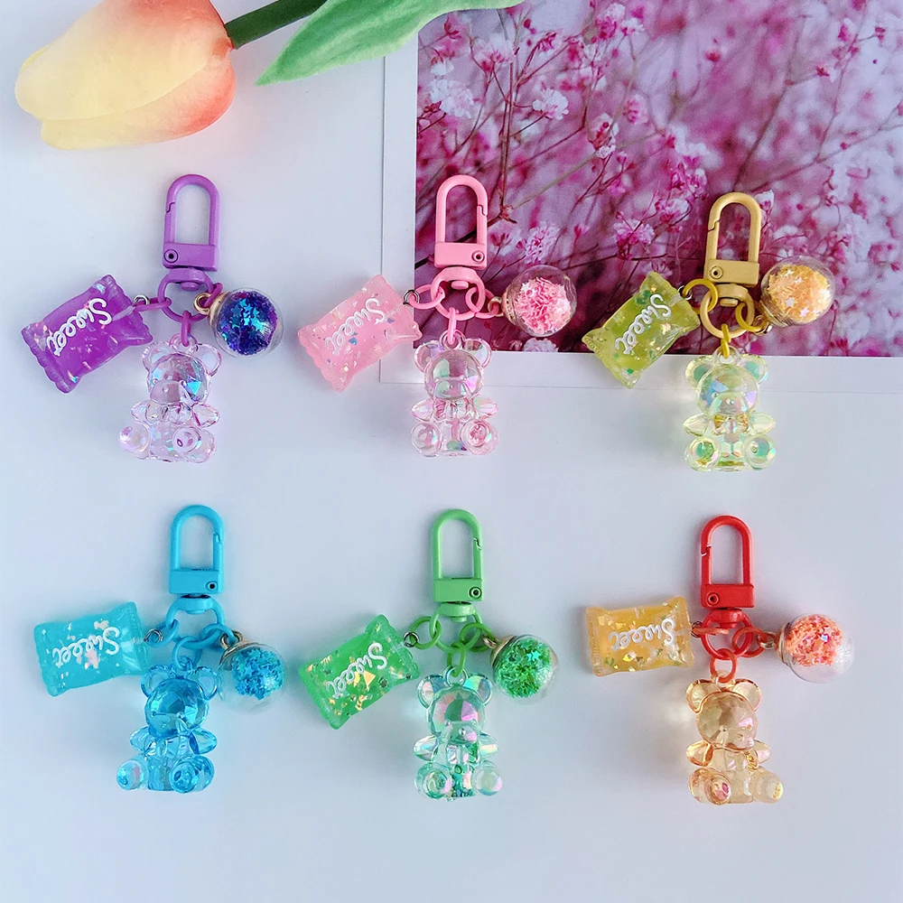 Acrylic-Bear-Keychain-with-Sugar-Star-Charms-Backpack-Diy-Decoration ...