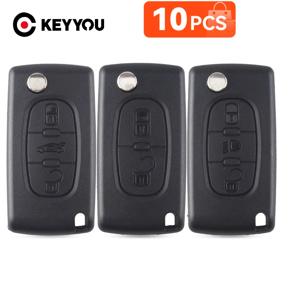KEYYOU 10PCS Ce0523 CE0536 Modified Remote Key For Peugeot 306 407 807 ...
