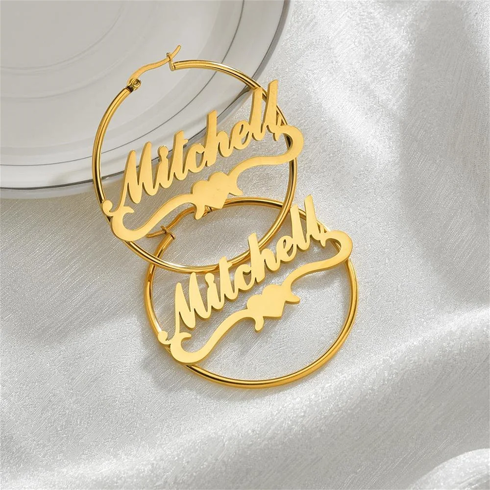 Personalized-Name-Earrings-with-Heart-Pendant-for-Women-Customized ...