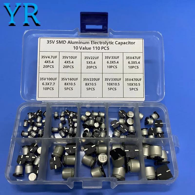 10Value-16V-25V-35V-50V-SMD-Electrolytic-Capacitor-Assortment-Kit-10UF-22UF-33UF-47UF-100UF ...