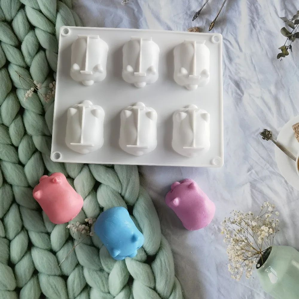 6 löcher Silikon Form Einzel 3D Nettes schwein Kuchen Form Handgemachte ...