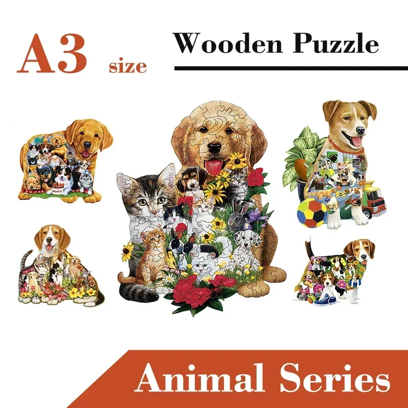 Wooden Animal Puzzles Jigsaw for Adults Animals Series Puzzle DIY ...