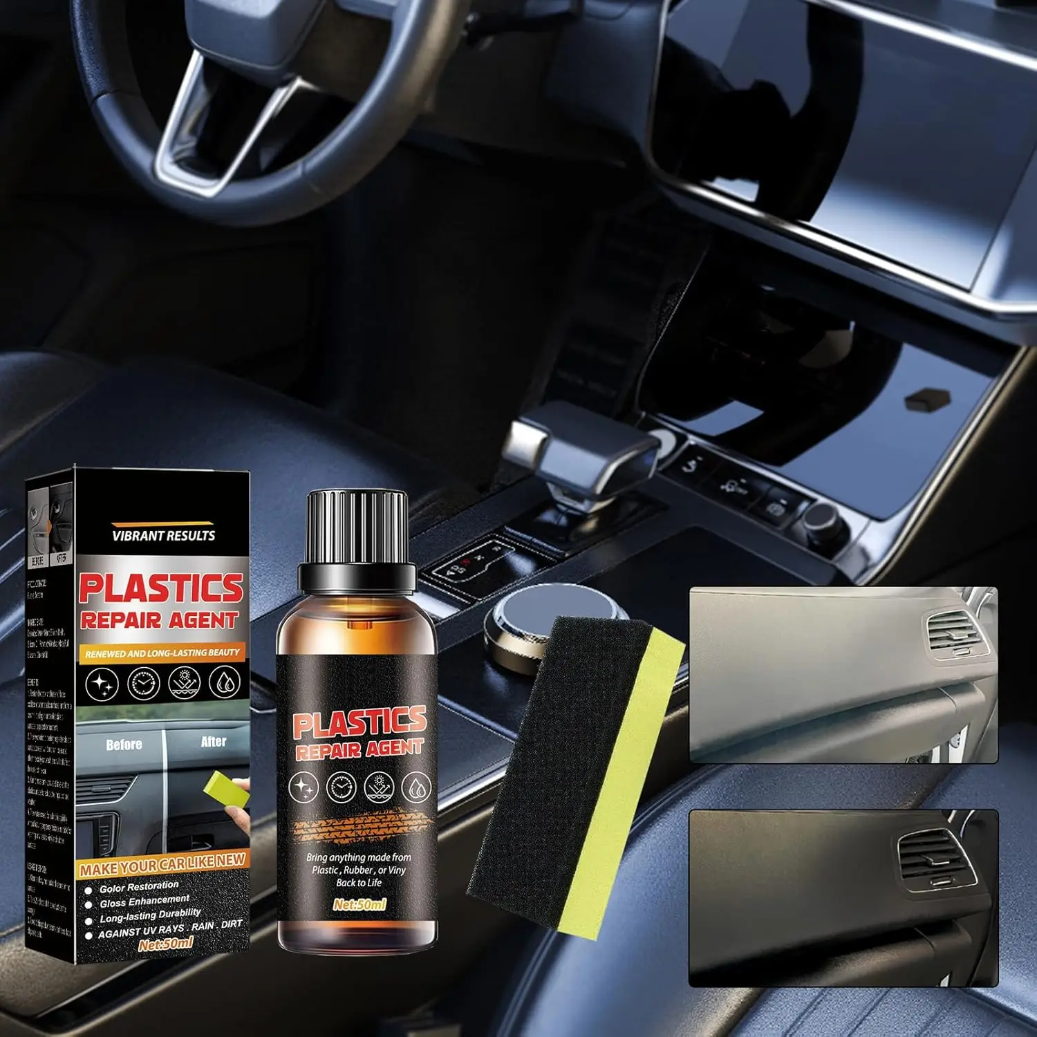 50ml Car Plastic Restorer Back To Black Gloss Auto Plastic Renovation ...