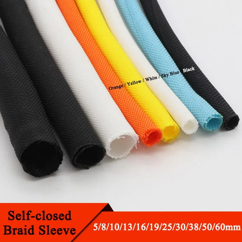 1/5M PET Self Closing Expandable Braided Sleeve Dia 5 8 10 13 16 19 25 30 mm Cable Protector ...
