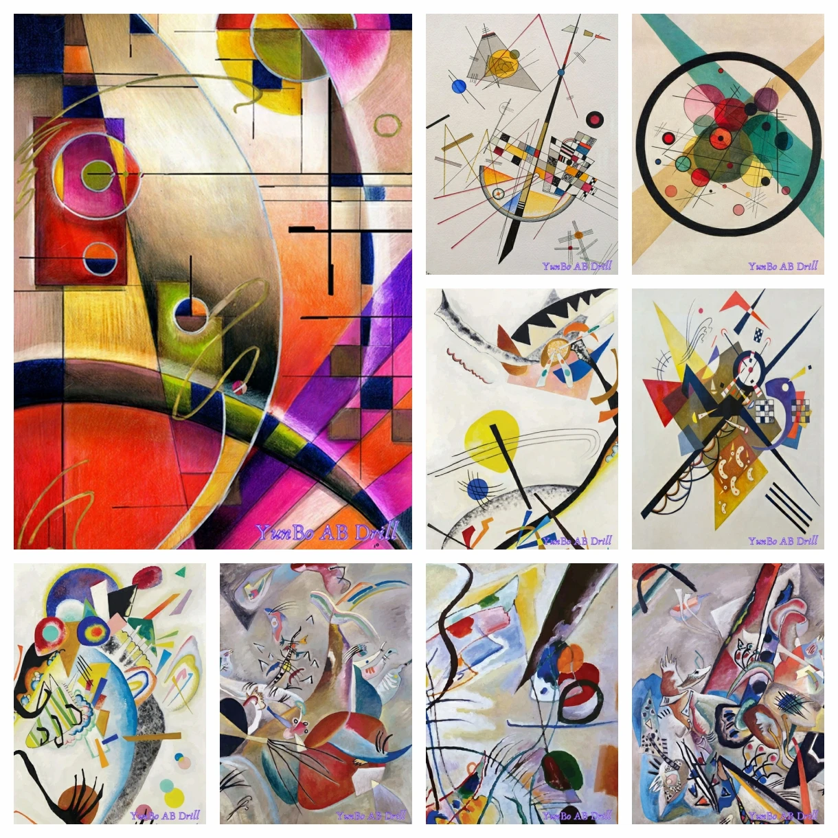 Wassily Kandinsky Abstract Art DIY AB Diamond Painting Points Yellow ...